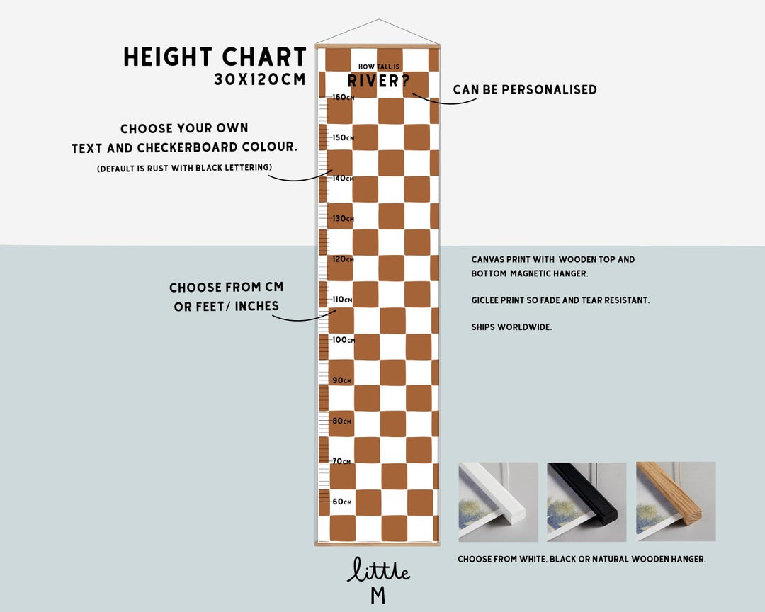 Checkerboard Height Chart, More Colours Available - Can Be Personalised ...