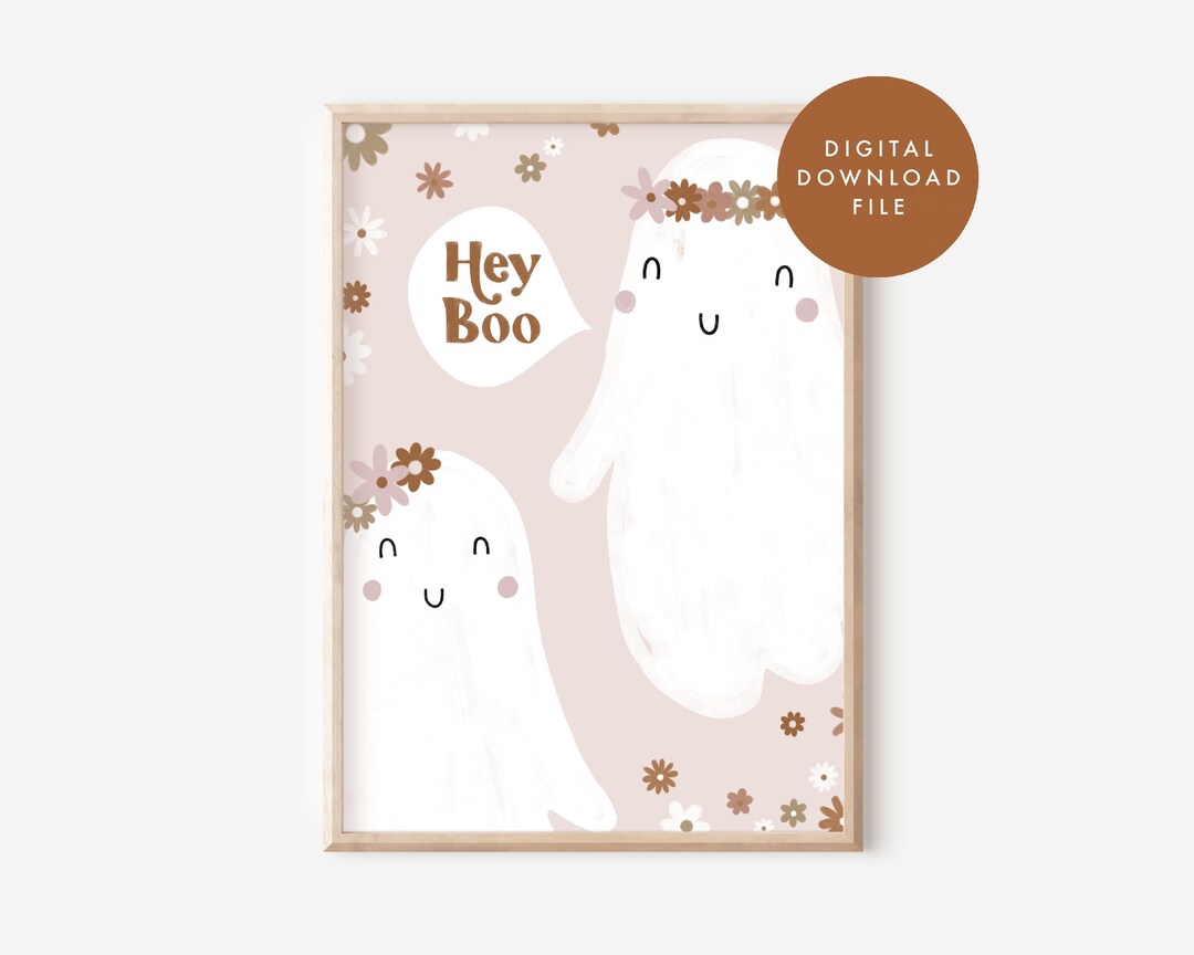 Hey Boo Floral Ghosts Print - Digital Download File .jpeg - Etsy