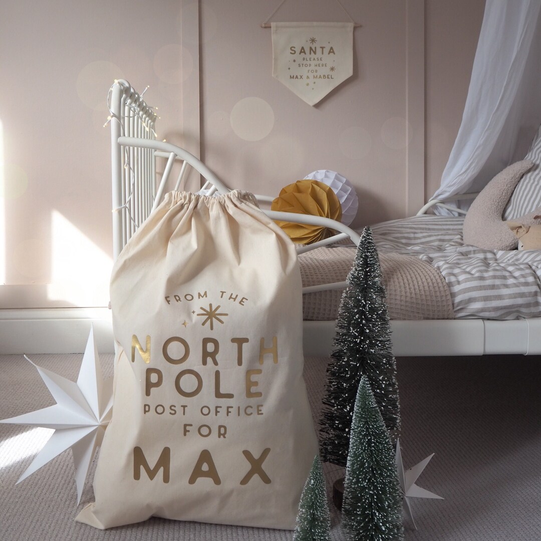 Personalised North Pole Bag. More Sizes and Coloured Lettering ...