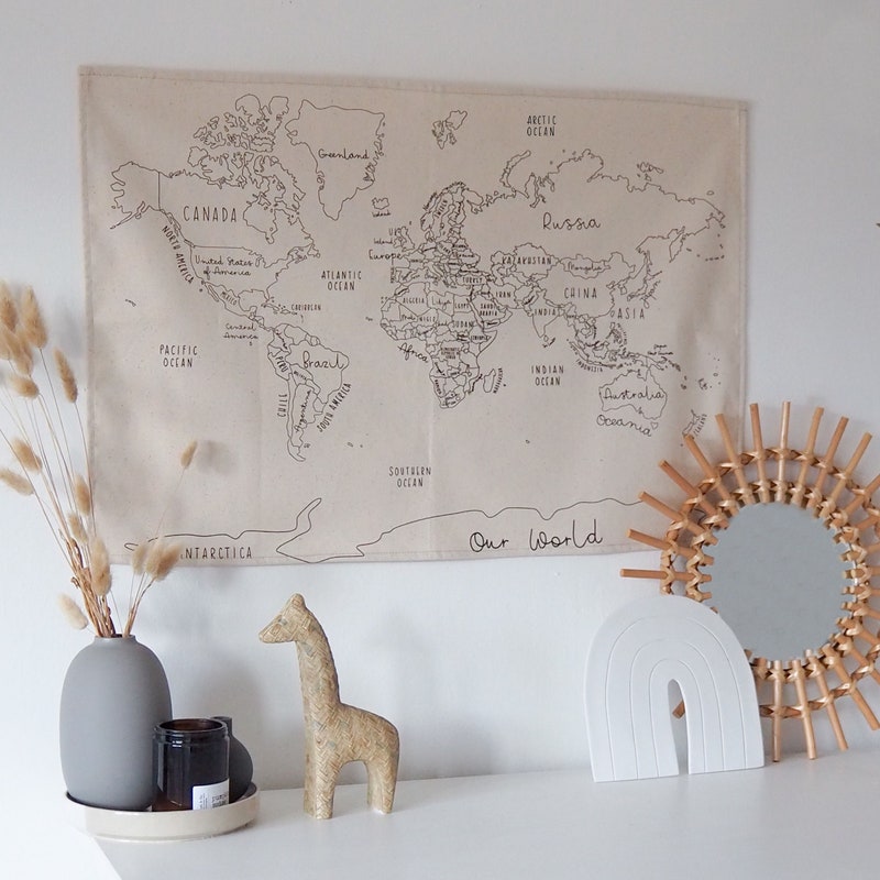 World Map Fabric - Etsy