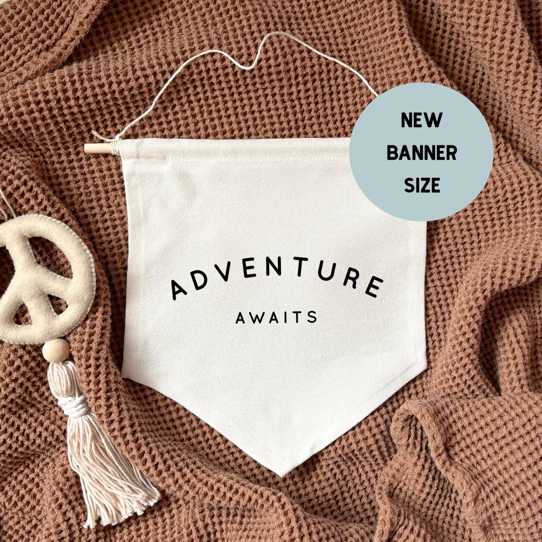 Adventure Awaits Hanging Banner 24x24cm More Lettering Colours ...