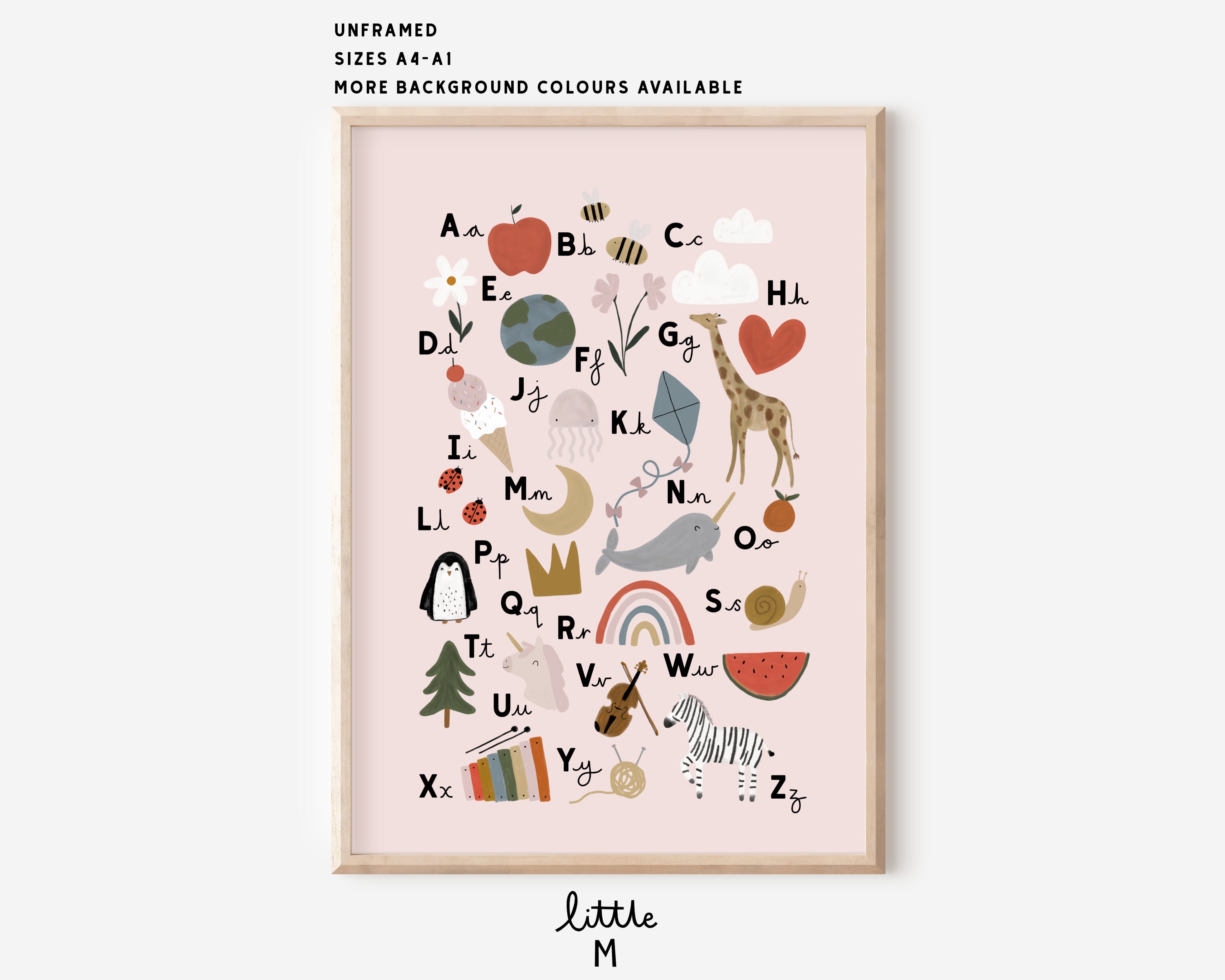 Alphabet Print - Unframed A4-A1. More Background Colours Available - Etsy