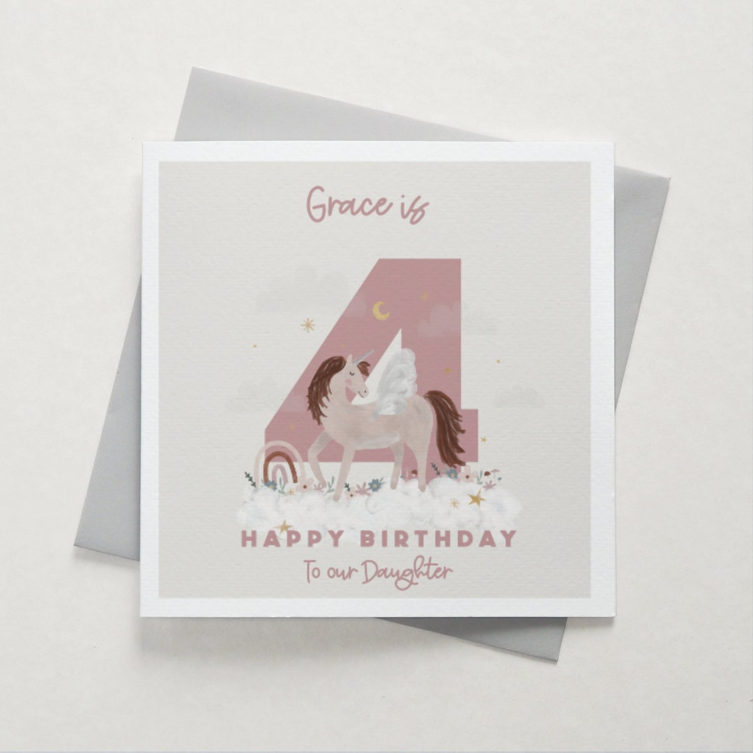 Unicorn Number Birthday Card - Can Be Personalised - Etsy