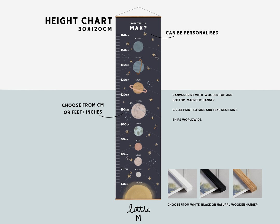 Solar System Height Chart - Can Be Personalised. Comes Ready to Hang ...