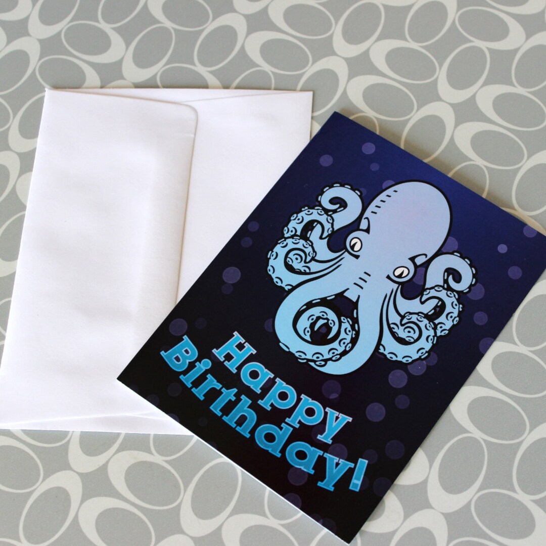 Happy Birthday Octopus Greeting Card - Etsy