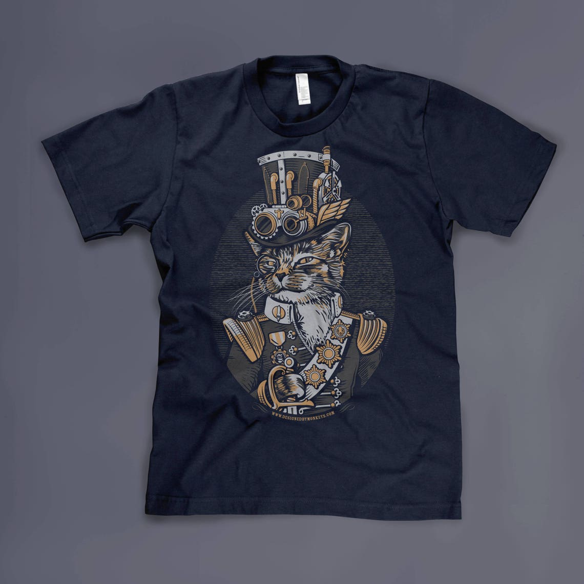 Steampunk Cat "the Commodore Owen P. Ticklewhiskers" Unisex T-shirt in ...