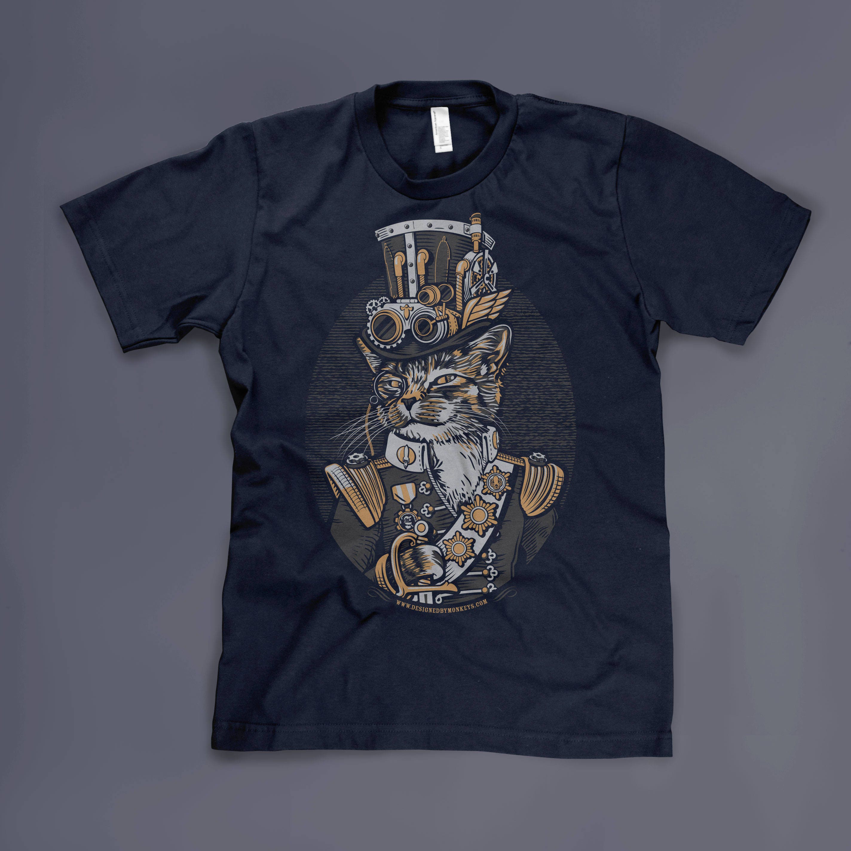 Steampunk Cat "the Commodore Owen P. Ticklewhiskers" Unisex T-shirt in ...