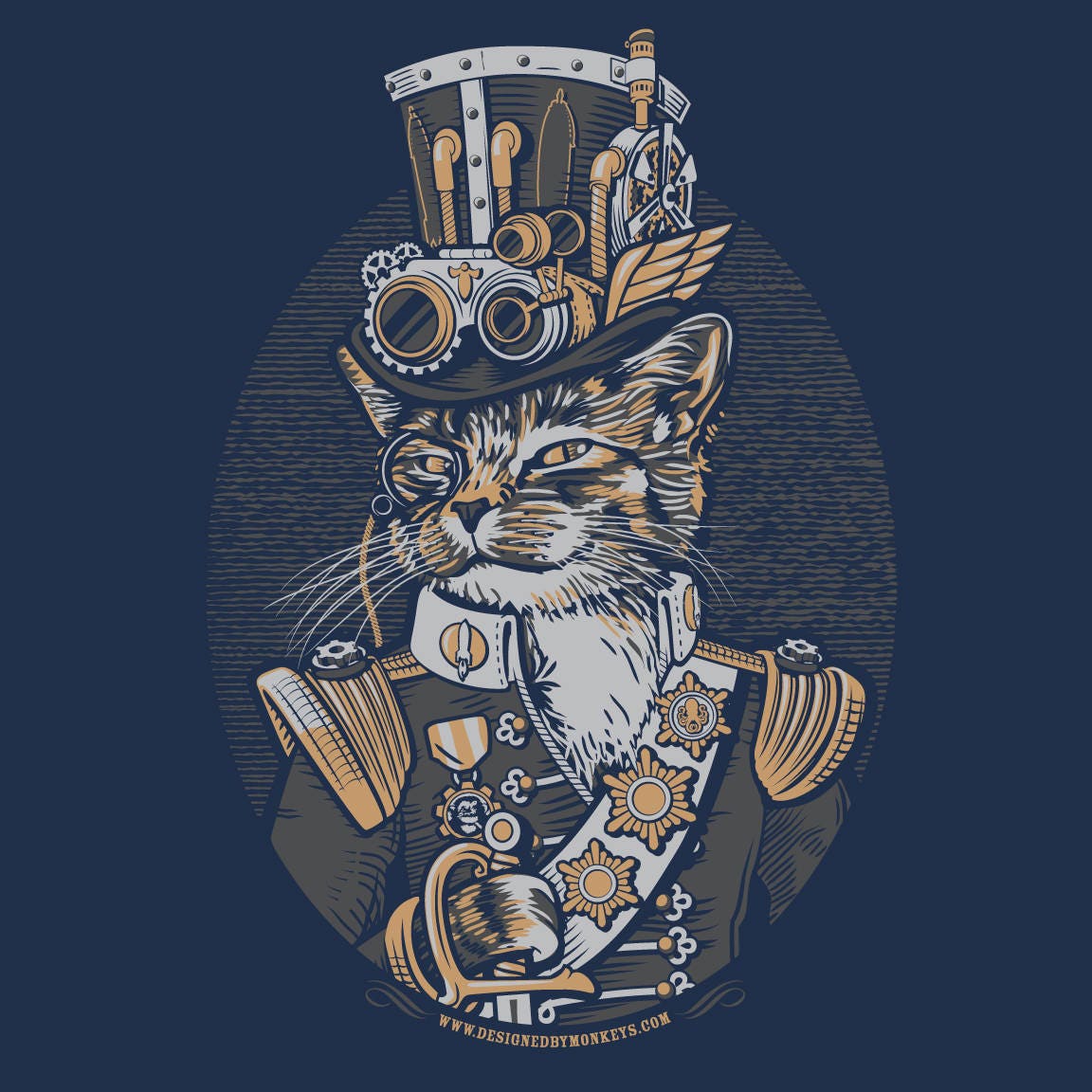 Steampunk Cat "the Commodore Owen P. Ticklewhiskers" Unisex T-shirt in ...