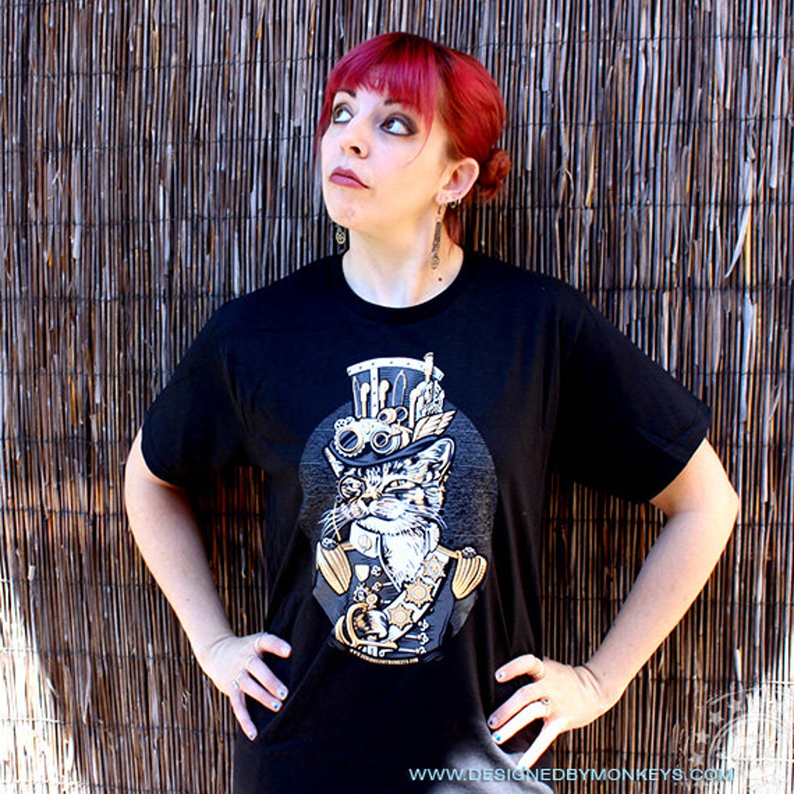 Steampunk Cat "the Commodore Owen P. Ticklewhiskers" Unisex T-shirt in ...