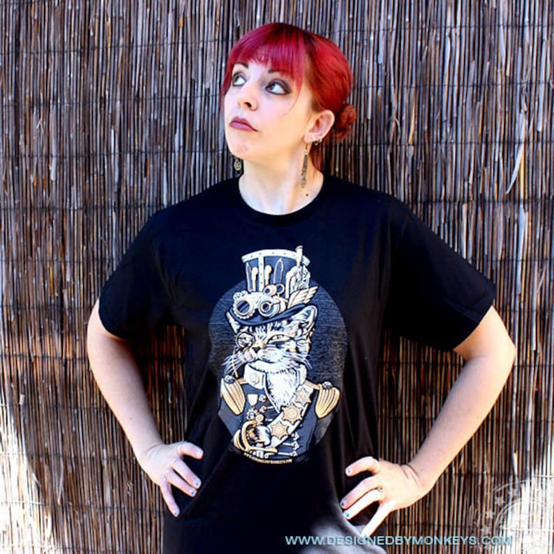 Steampunk Cat "the Commodore Owen P. Ticklewhiskers" Unisex T-shirt in ...