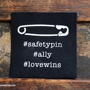 Safety Pin / Antifa Canvas Patch - Safety Pin Movement Safe Person Ally ...