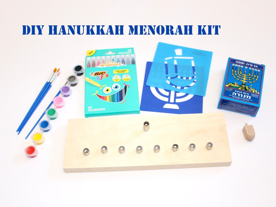 DIY Hanukkah Menorah Kit Dreidel, Paint/decorate Your Own Jewish ...