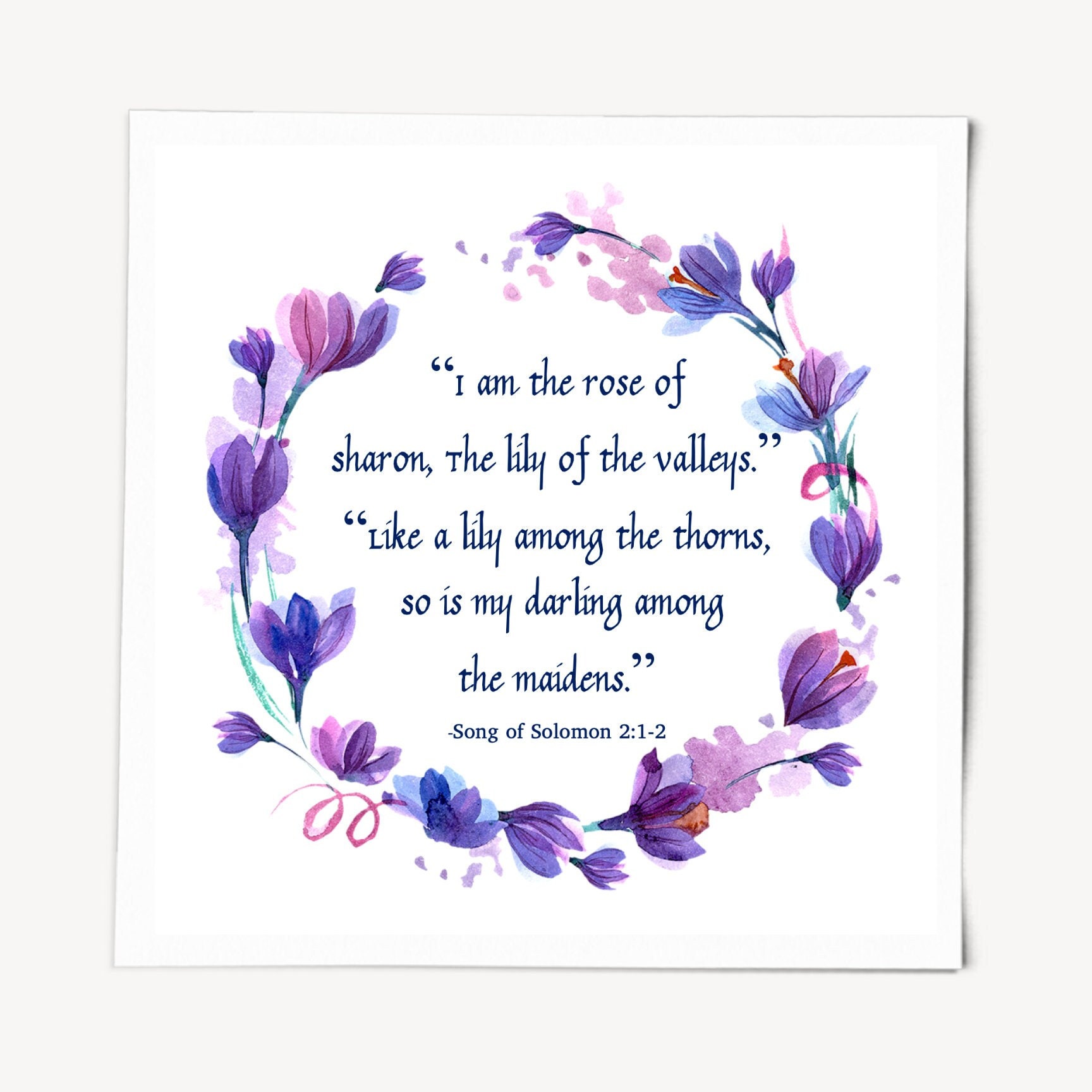 Song of Solomon, Quote Art Print, Rose of Sharon, Lilly of the Valleys ...