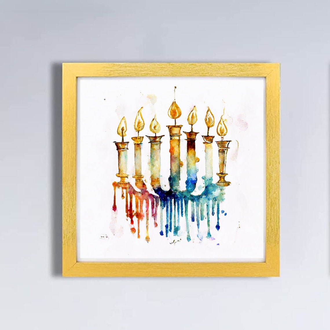 Menorah Colorful Watercolor Jewish Art Print to Display in - Etsy