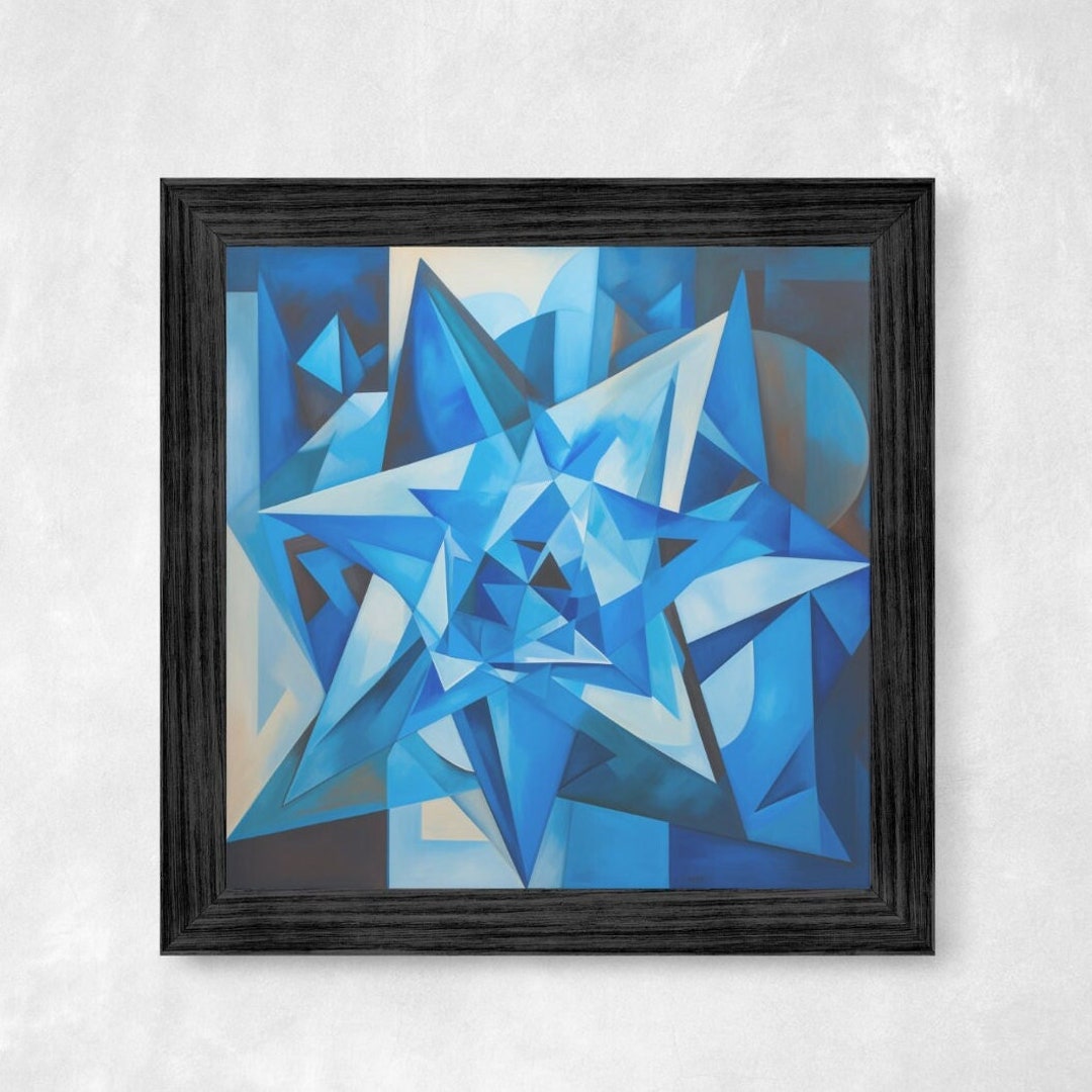 Star of David Cubist Style Blue Shades Art Print to Display - Etsy