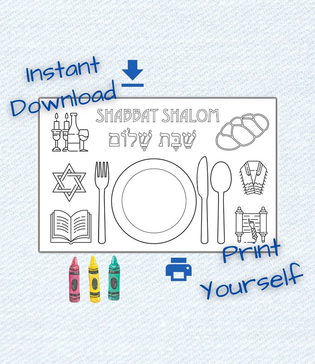 Shabbat Placemat for Coloring, Download and Print as an Activity for ...