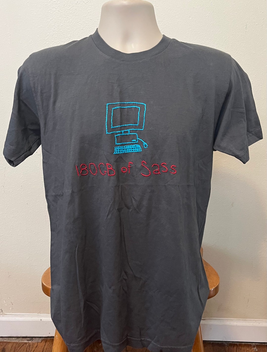 Hand Embroidered Computer Themed T Shirt 2000s T Shirt 180 Gigabytes of ...