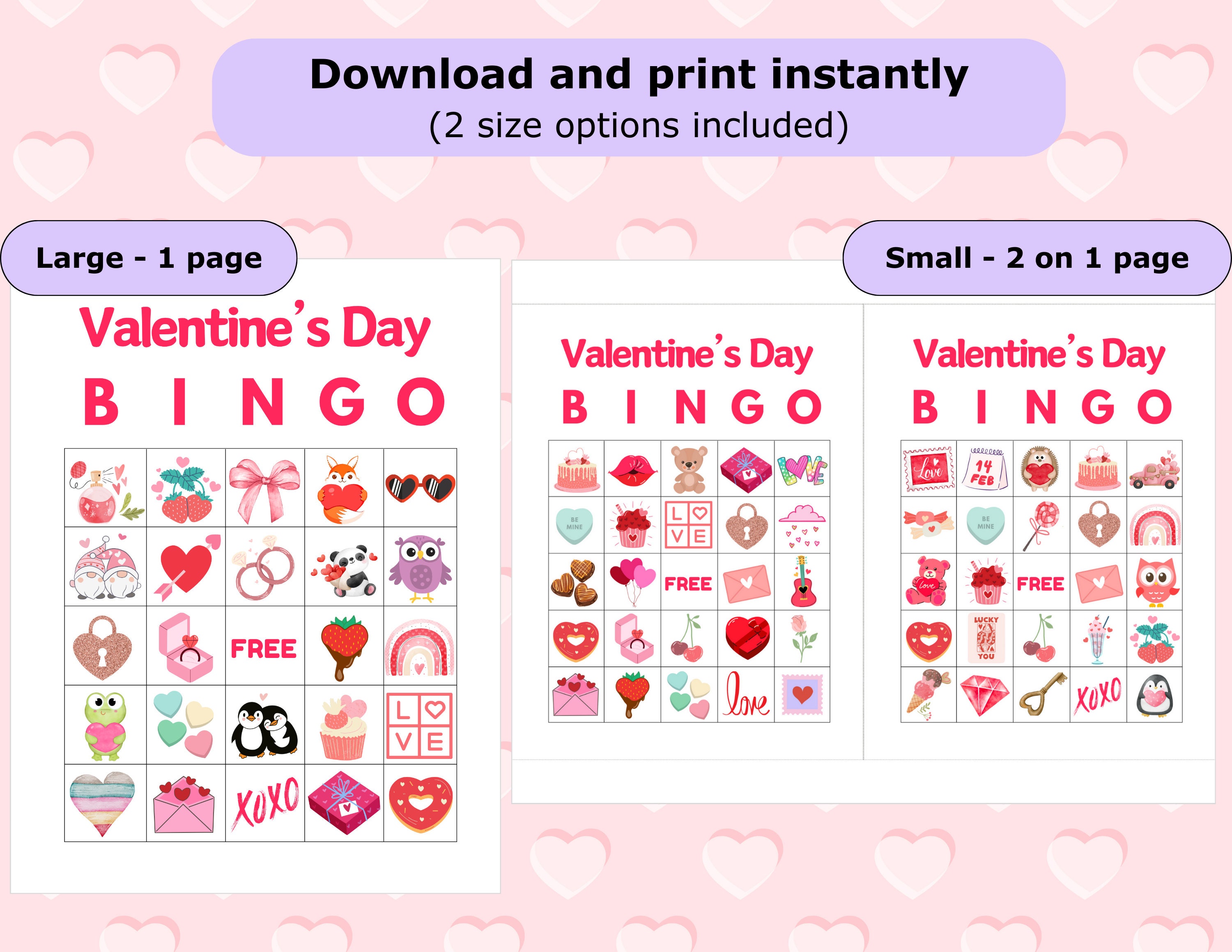 Printable Valentine's Day Bingo for Kids, 30 Different Cards, Digital ...