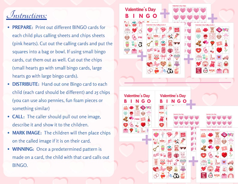 Printable Valentine's Day Bingo for Kids, 30 Different Cards, Digital ...