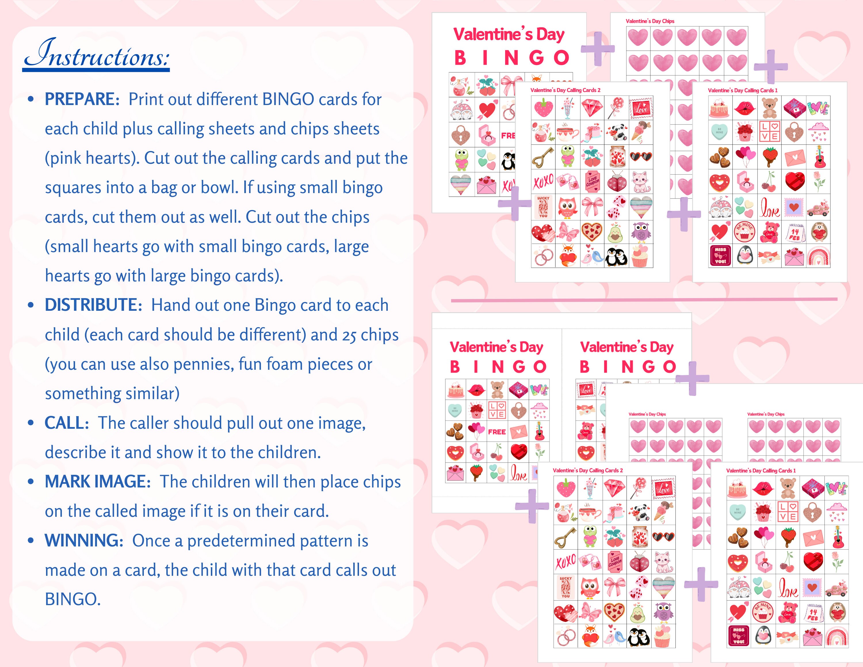 Printable Valentine's Day Bingo for Kids, 30 Different Cards, Digital ...