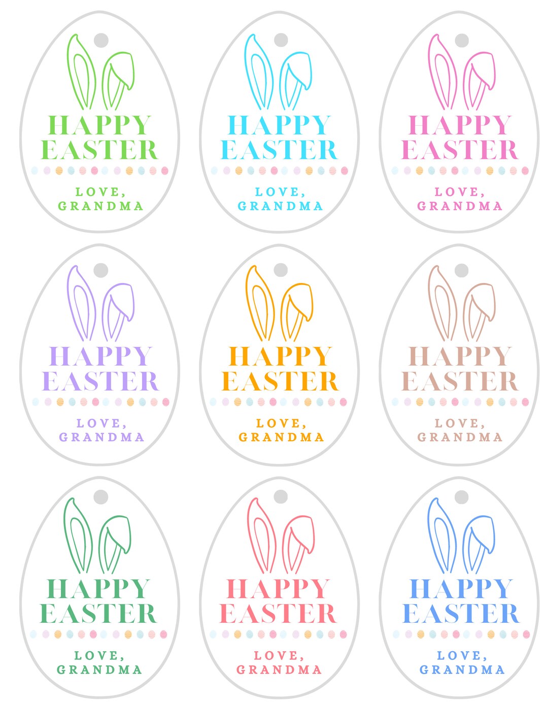 Editable Easter Egg Shape Gift Tags, Happy Easter Gift Tag Template ...