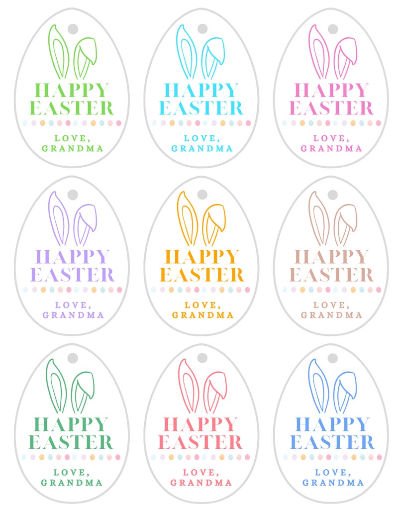 Editable Easter Egg Shape Gift Tags, Happy Easter Gift Tag Template ...