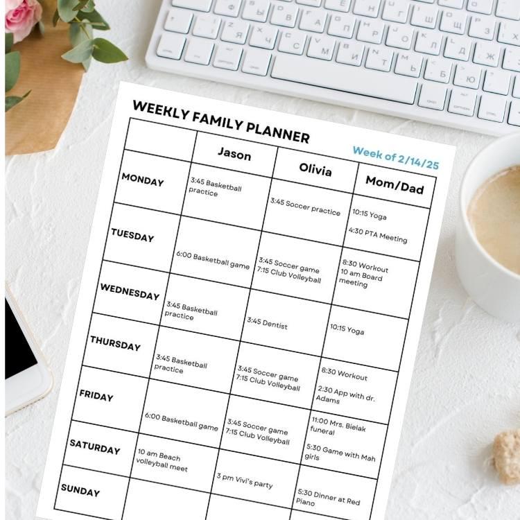 Editable Weekly Family Planner, Printable Minimalist Planner Template ...
