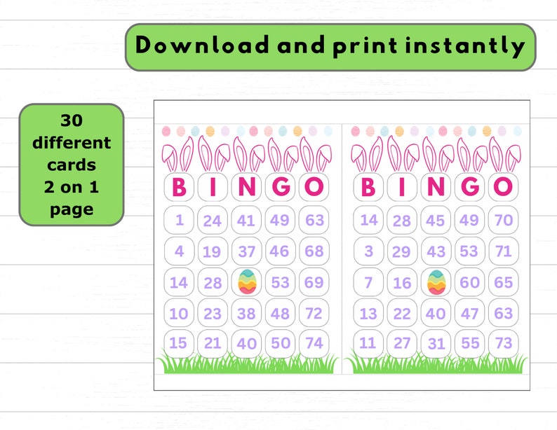 Printable Easter Bingo for Kids, Digital Instant Download, Numbers Game ...