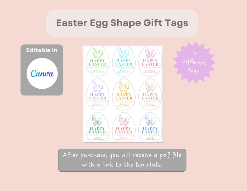 Editable Easter Egg Shape Gift Tags, Happy Easter Gift Tag Template ...