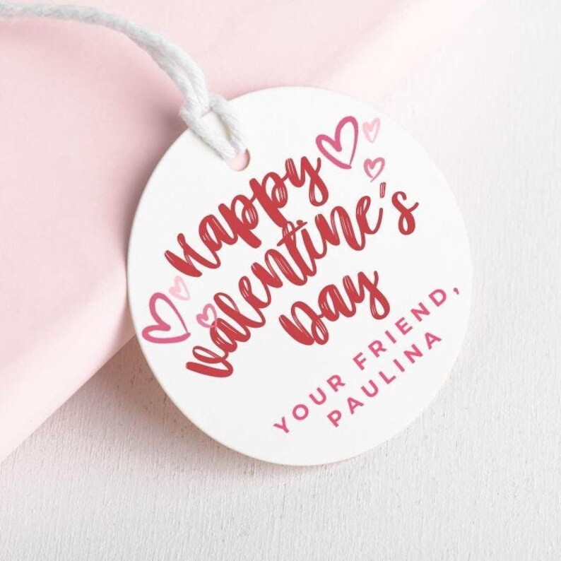 Editable Valentine's Day 2" Round Sticker Gift Tag, Kids School ...