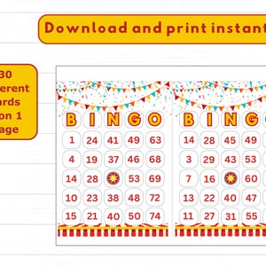 Printable Carnival Circus Bingo for Kids Birthday Instant Digital ...