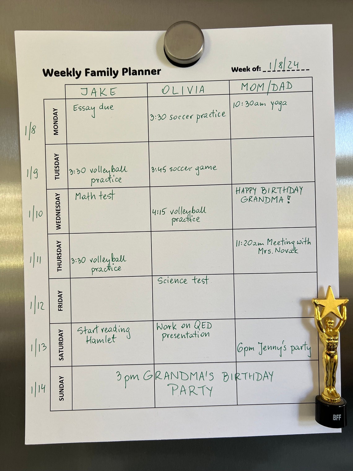 Printable Minimalist Weekly Family Planner, Family Schedule, Kids ...