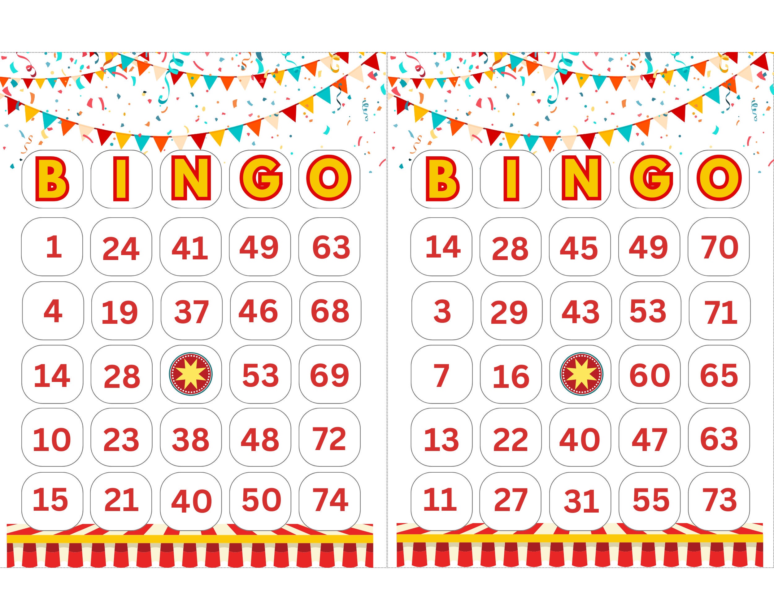 Printable Carnival Circus Bingo for Kids Birthday, Digital Instant ...