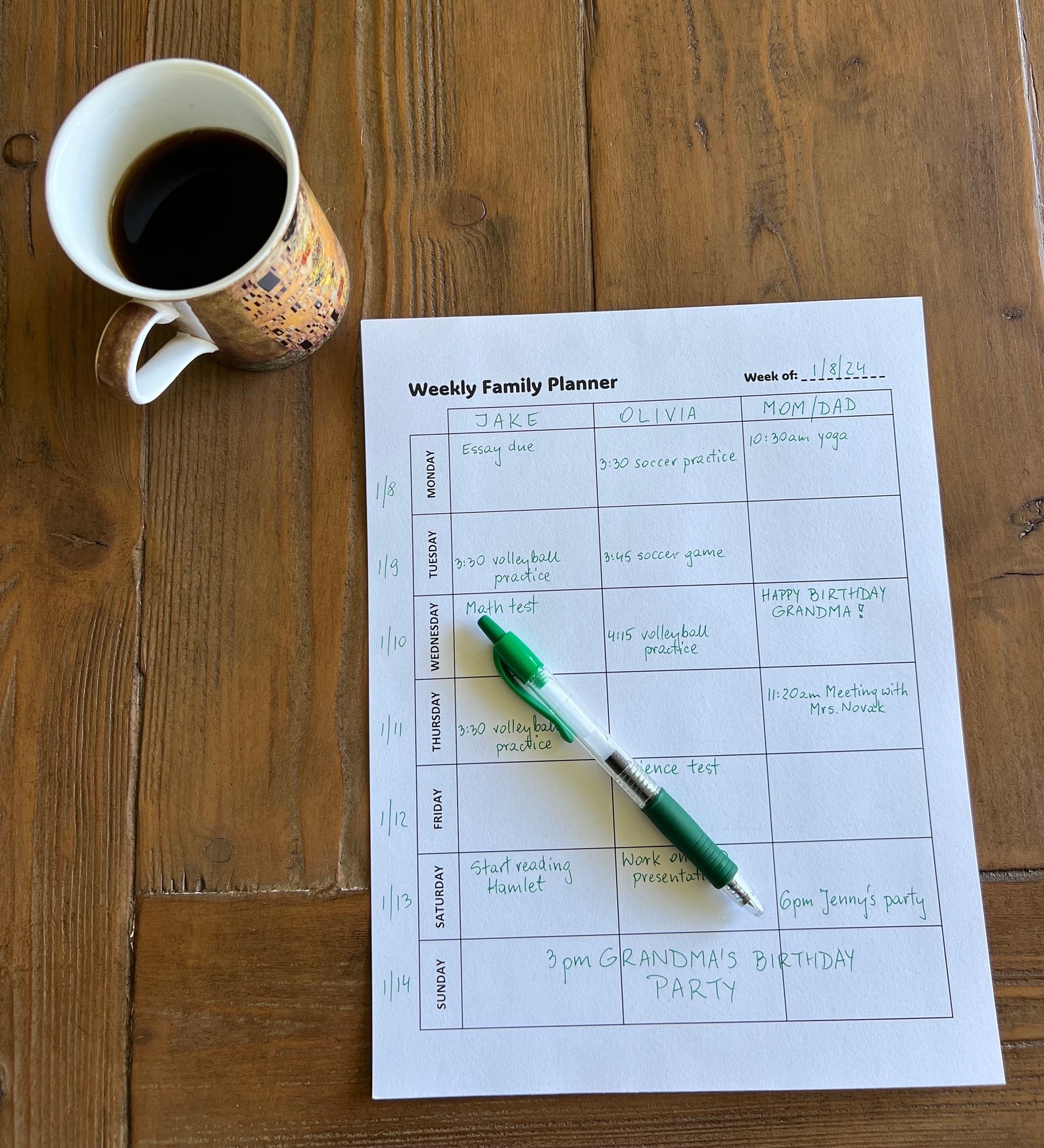 Printable Minimalist Weekly Family Planner, Family Schedule, Kids ...