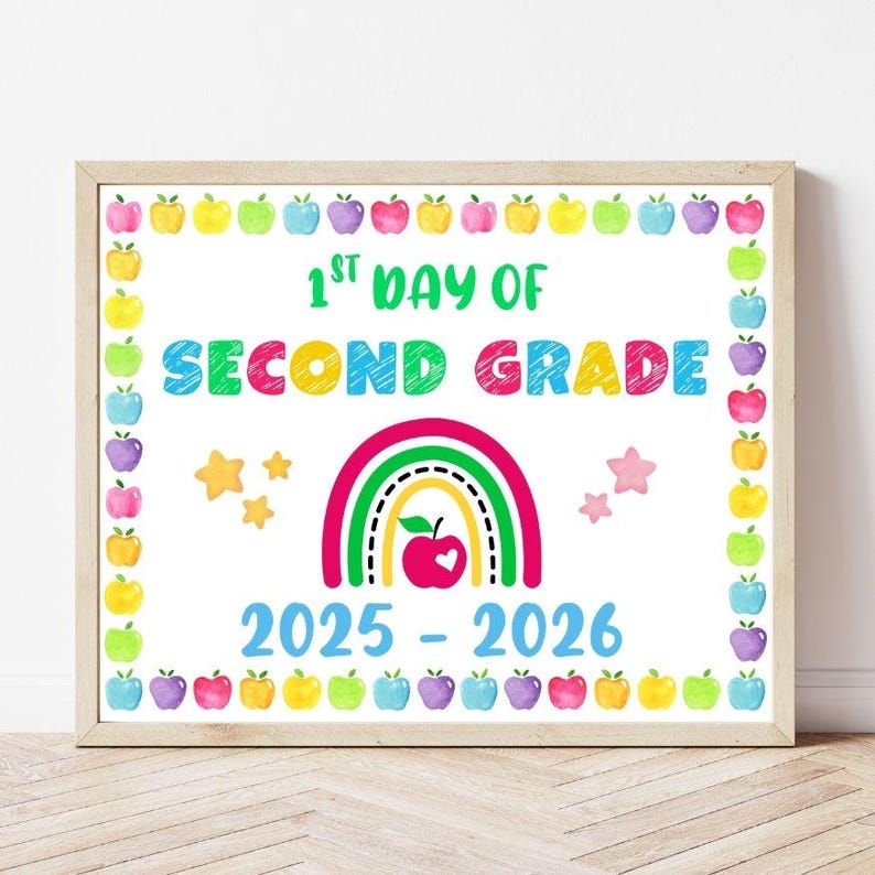 First Day of Second Grade Printable Poster, 1st Day of 2nd Grade Sign ...