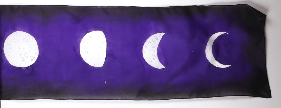 Purple Moon Phase Silk Scarf - Etsy