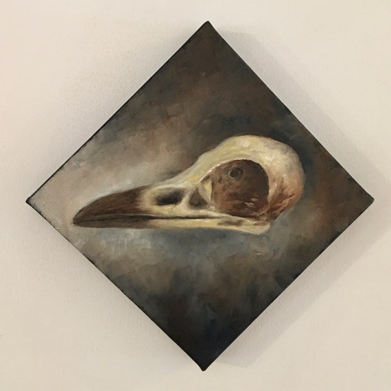 Corvid Skull Side View. A Crow's Skull in Oil on - Etsy
