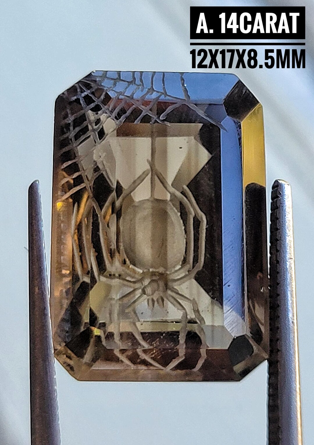 1x Spider Reverse Intaglio and Web Carved on Smokey Quartz Facet - Etsy