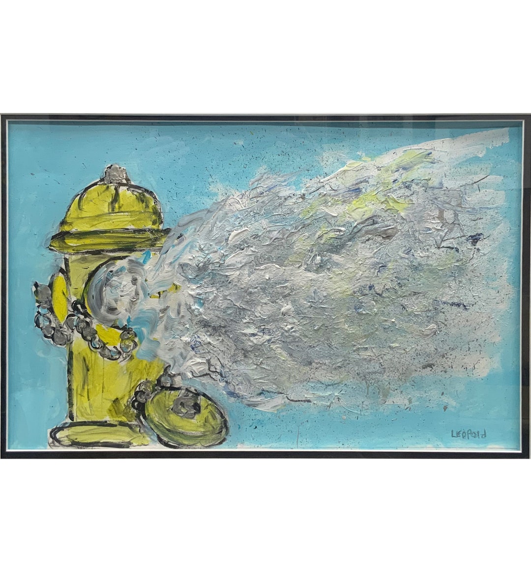 Yellow Fire Hydrant - 18" X 24" Framed Original Painting - Free ...