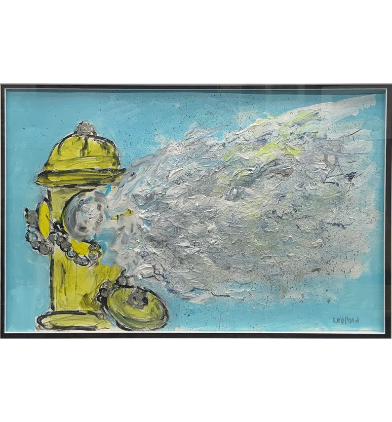 Yellow Fire Hydrant - 18" X 24" Framed Original Painting - Free ...