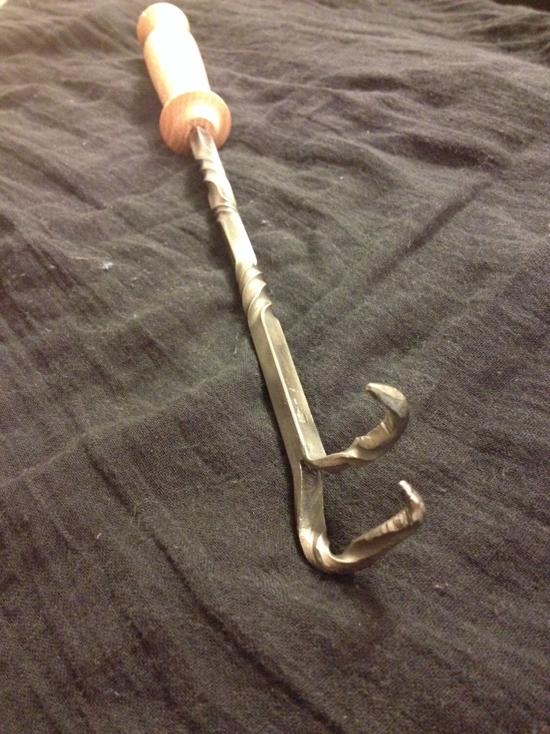 Hand Forged Medieval Style Meat Hook With Hand Turned Oak Handle - Etsy