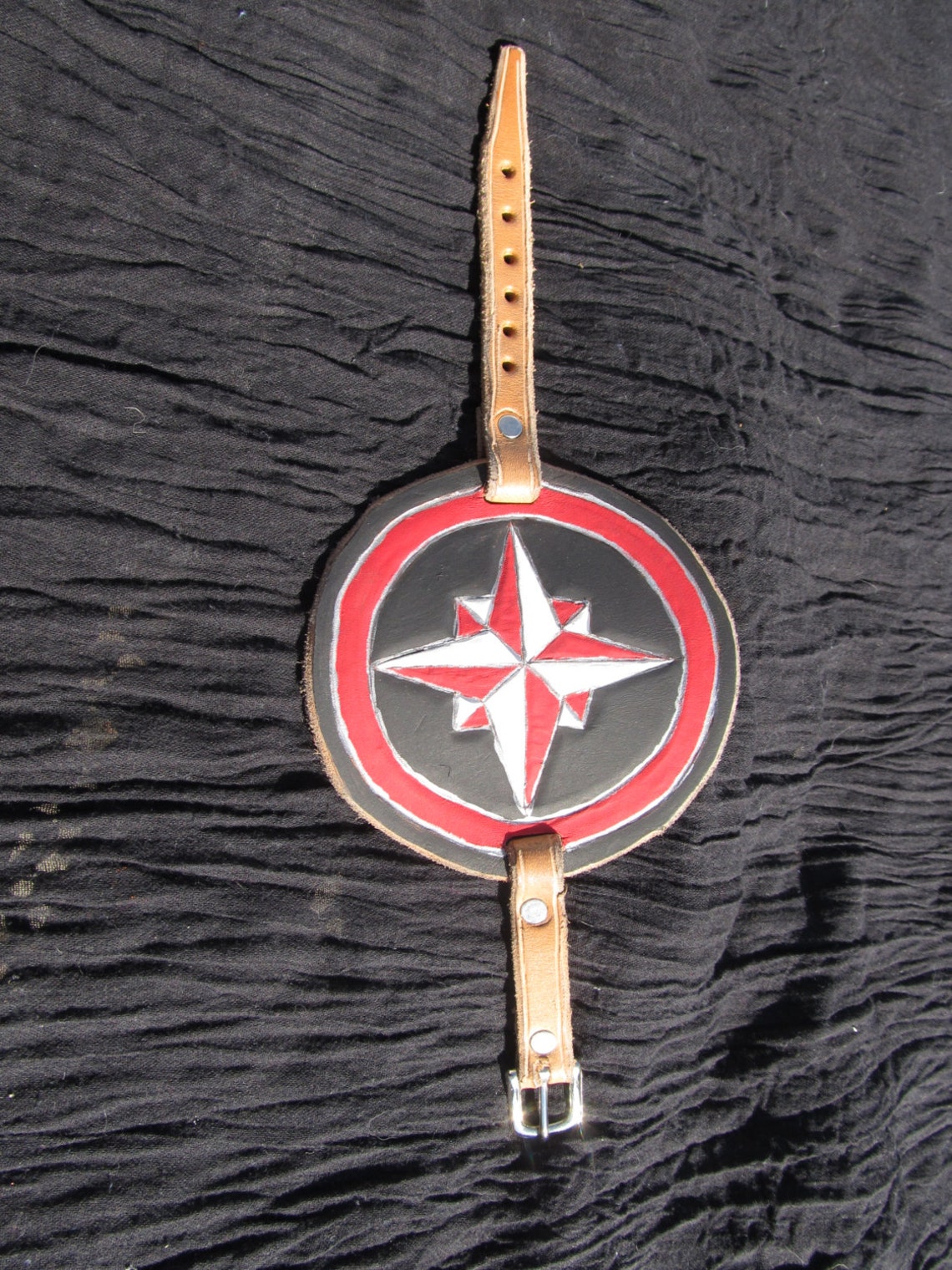 Hand Tooled Painted Archery Arm Guard With Nautical Star Compass Rose ...