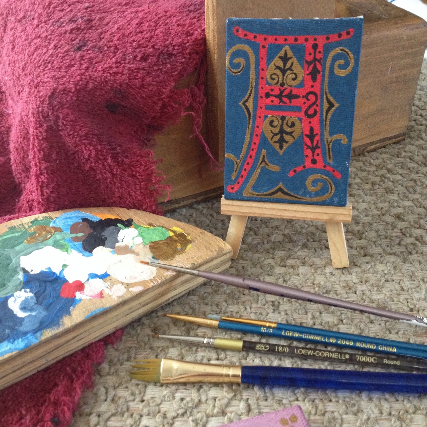 Hand Painted Miniature Illuminated Letters Tiny Canvas Art Medieval ...