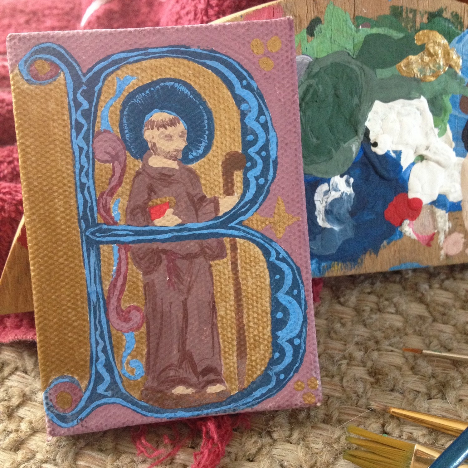 Hand Painted Miniature Illuminated Letters Tiny Canvas Art Medieval ...