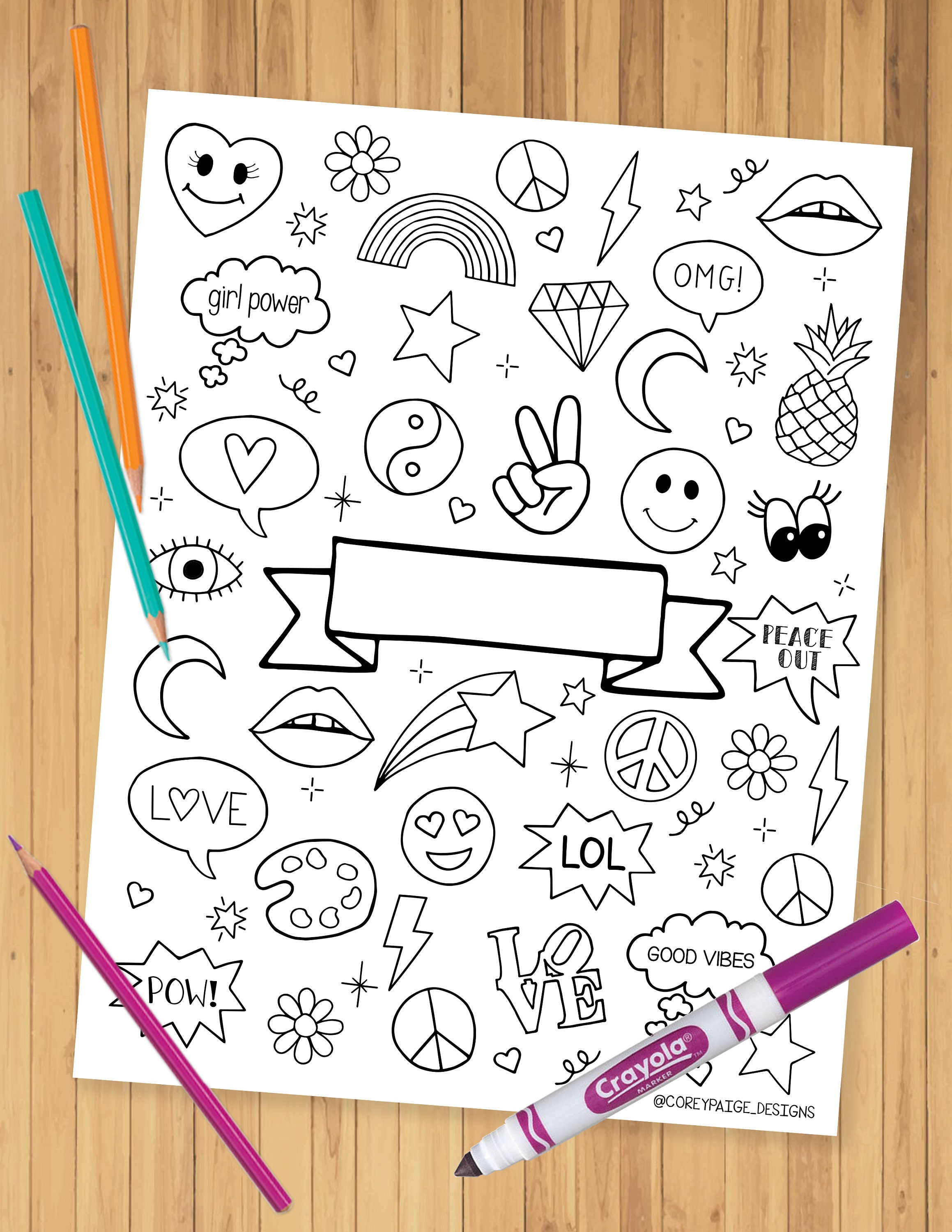 Good Vibes Coloring Sheet Pack - Etsy