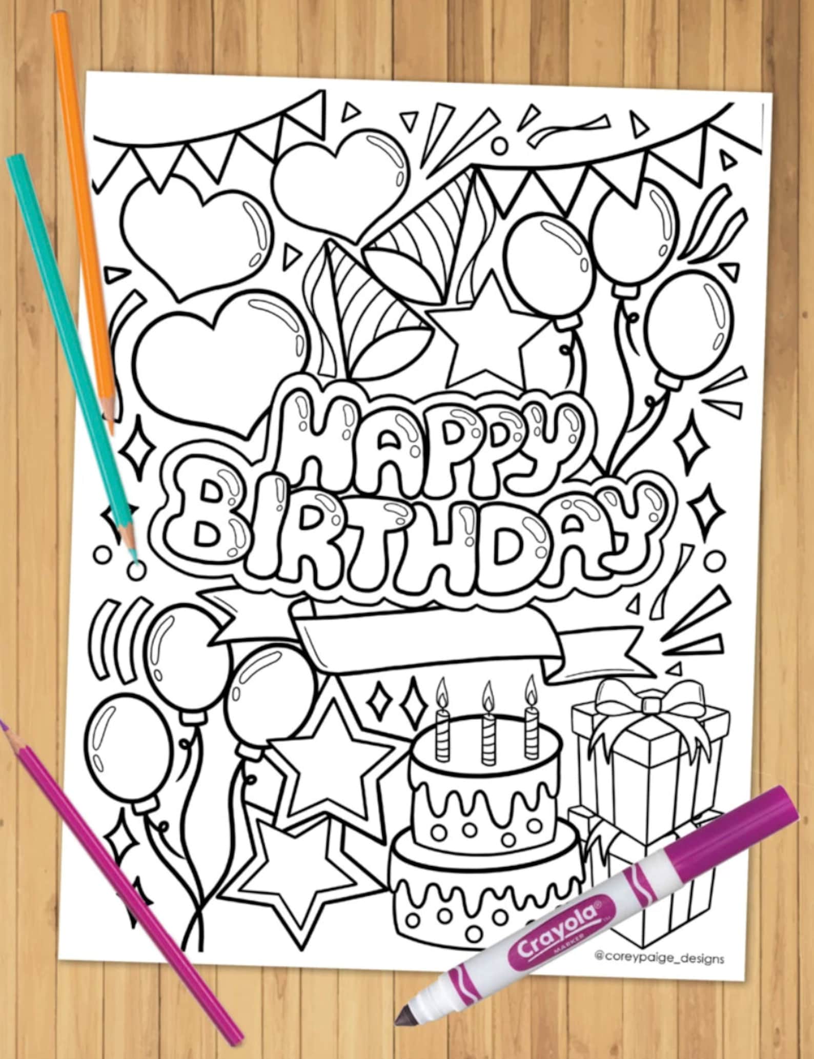 Happy Birthday Coloring Sheet - Etsy
