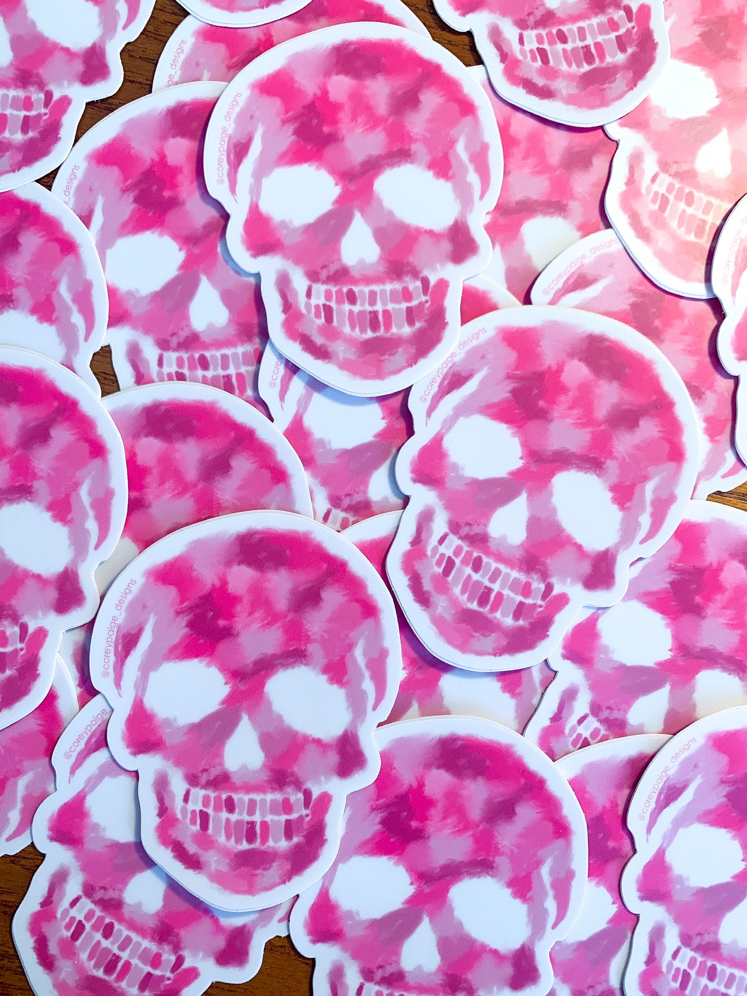 Painted Pink Skull Sticker - Etsy UK