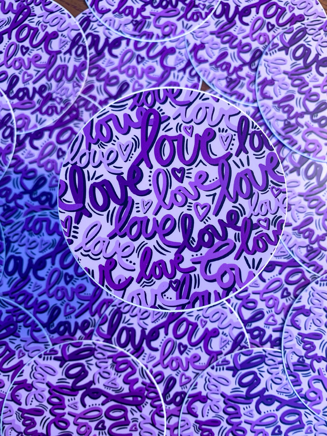 Purple Graffiti Love Sticker - Etsy