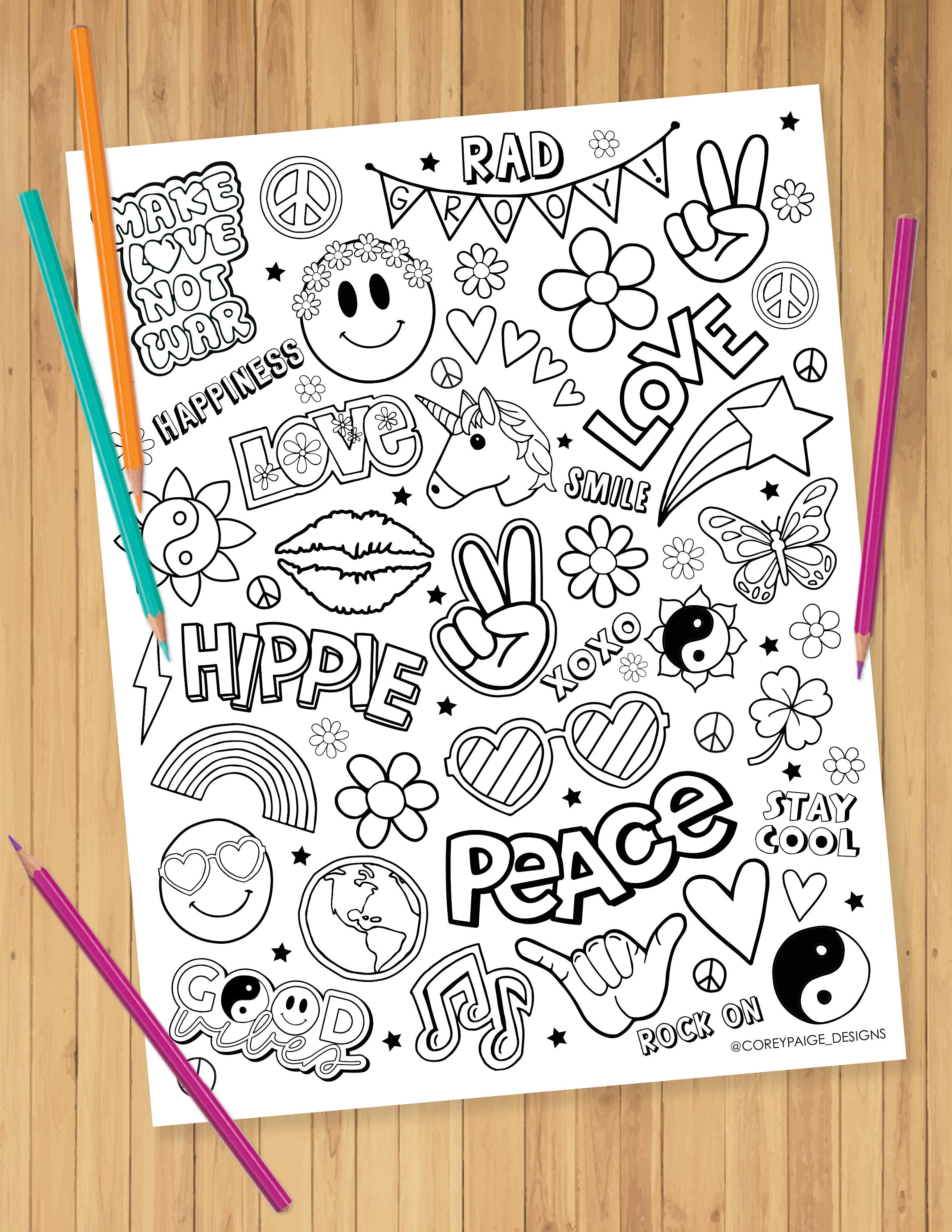 Good Vibes Coloring Sheet Pack - Etsy