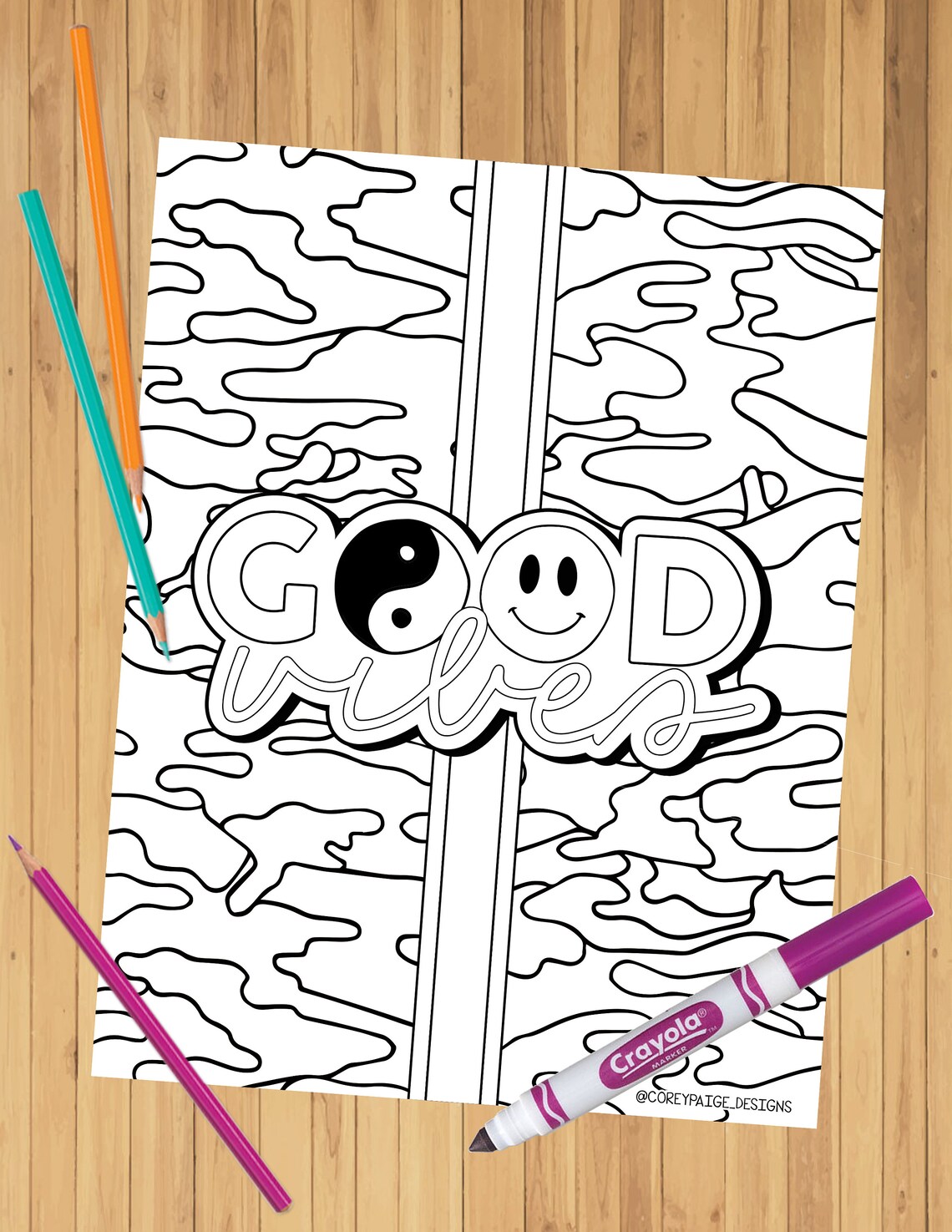 Good Vibes Coloring Sheet Pack - Etsy